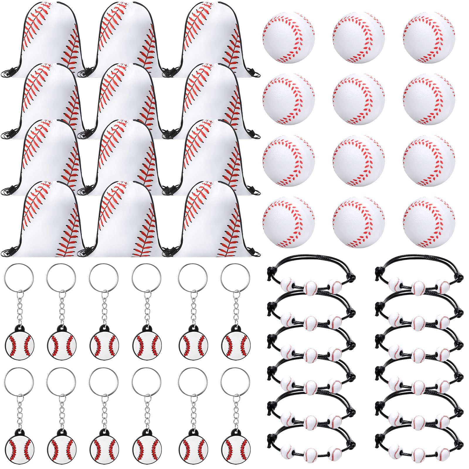 Poen 48 Pcs Baseball Party Favors Include 12 Drawstring Backpack 12 ...