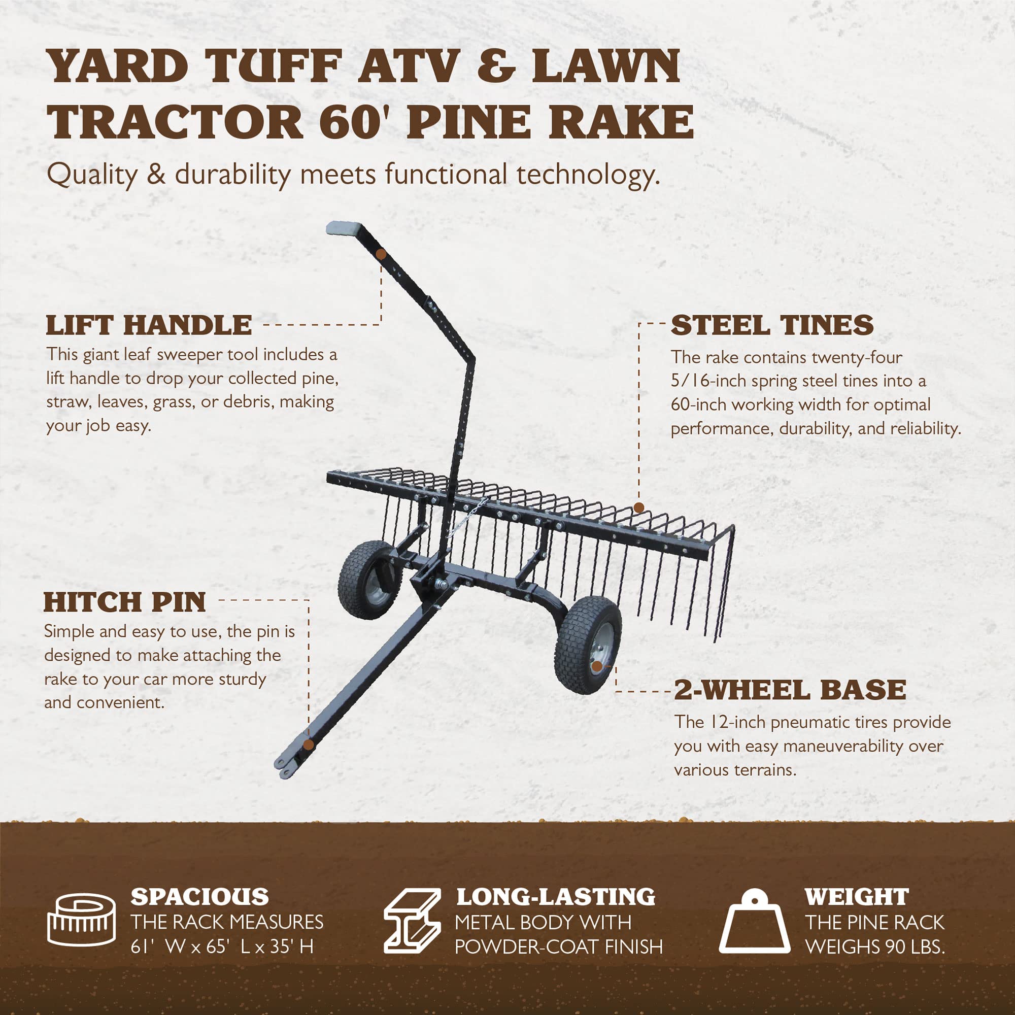 Mua Yard Tuff 60 Inch Landscape ATV Rake Tow Behind Durable Steel with ...