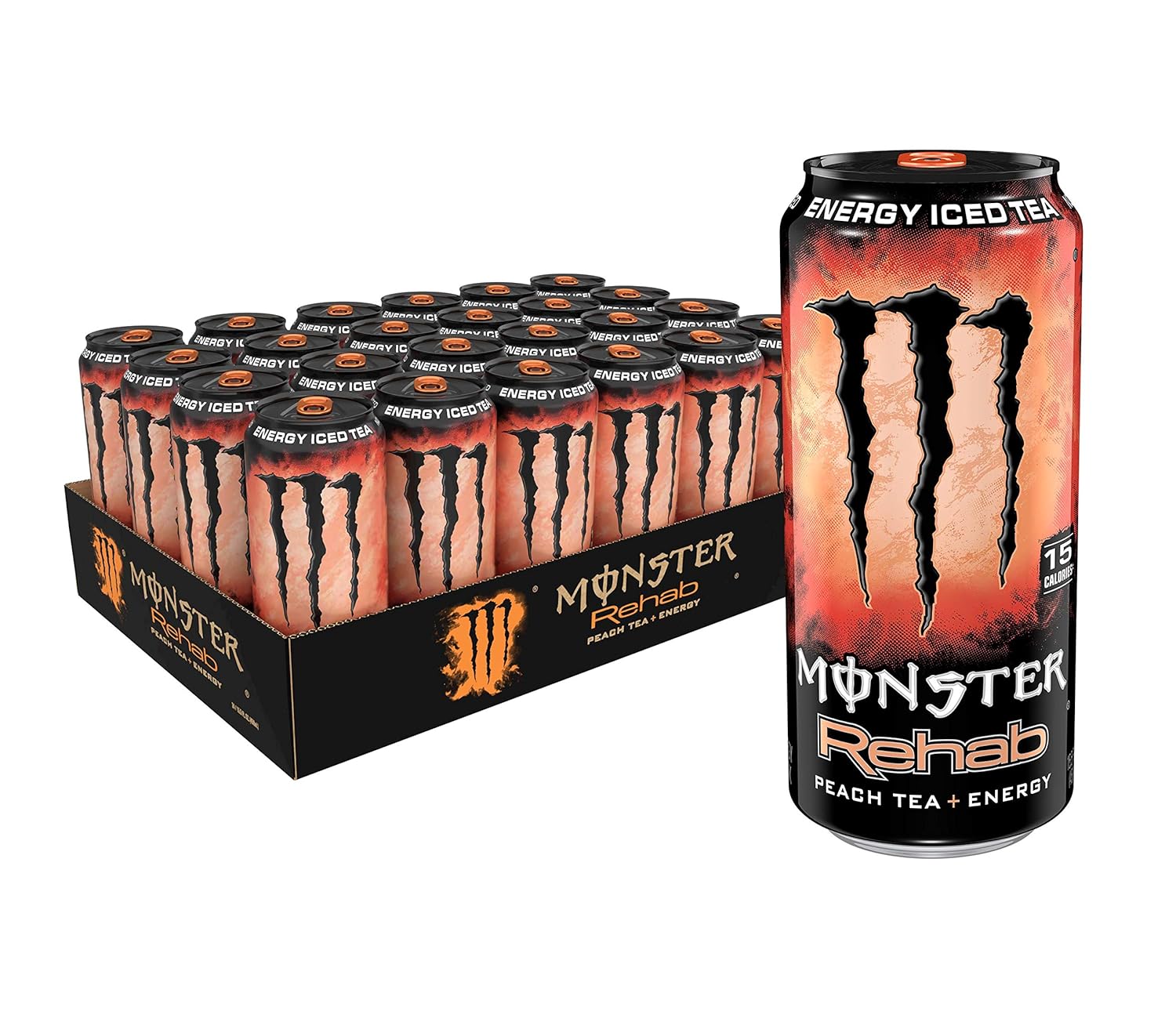 Amazon.com : Monster Rehab Peach Tea + Energy, Energy Iced Tea, 15.5 ...