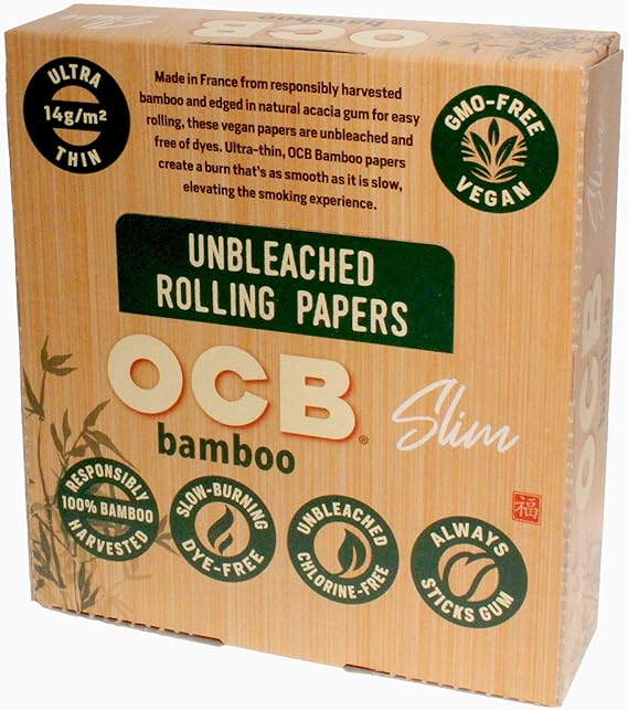 Amazon.com: OCB Bamboo Rolling Papers King Slim 100mm Ultra Thin 24 ...