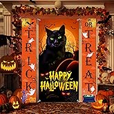 Amazon.com: Halloween Party Black Cat Door Cover Trick or Treat ...