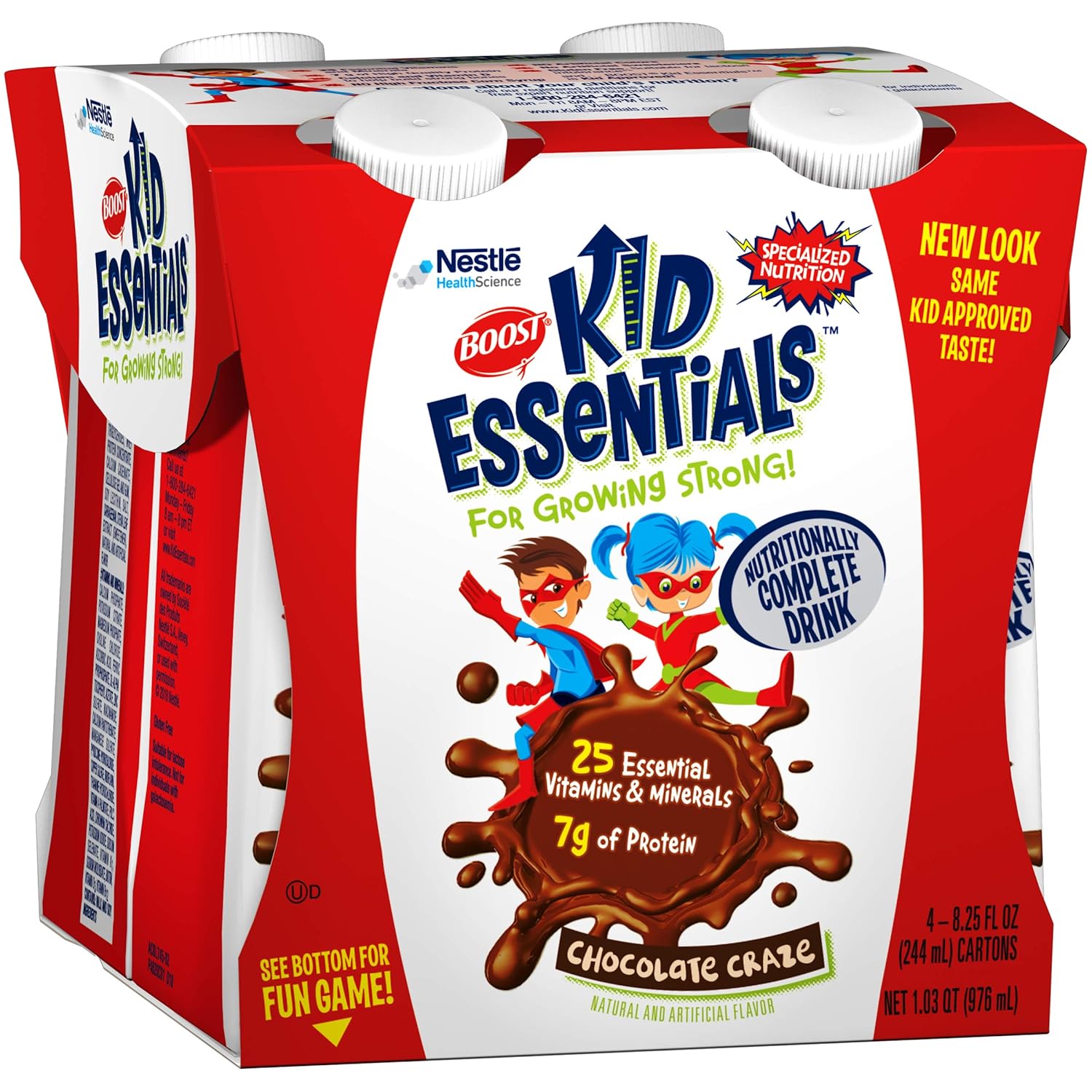 Boost Kid Essentials Nutritionally Complete Drink, Chocolate, 8.25 ...