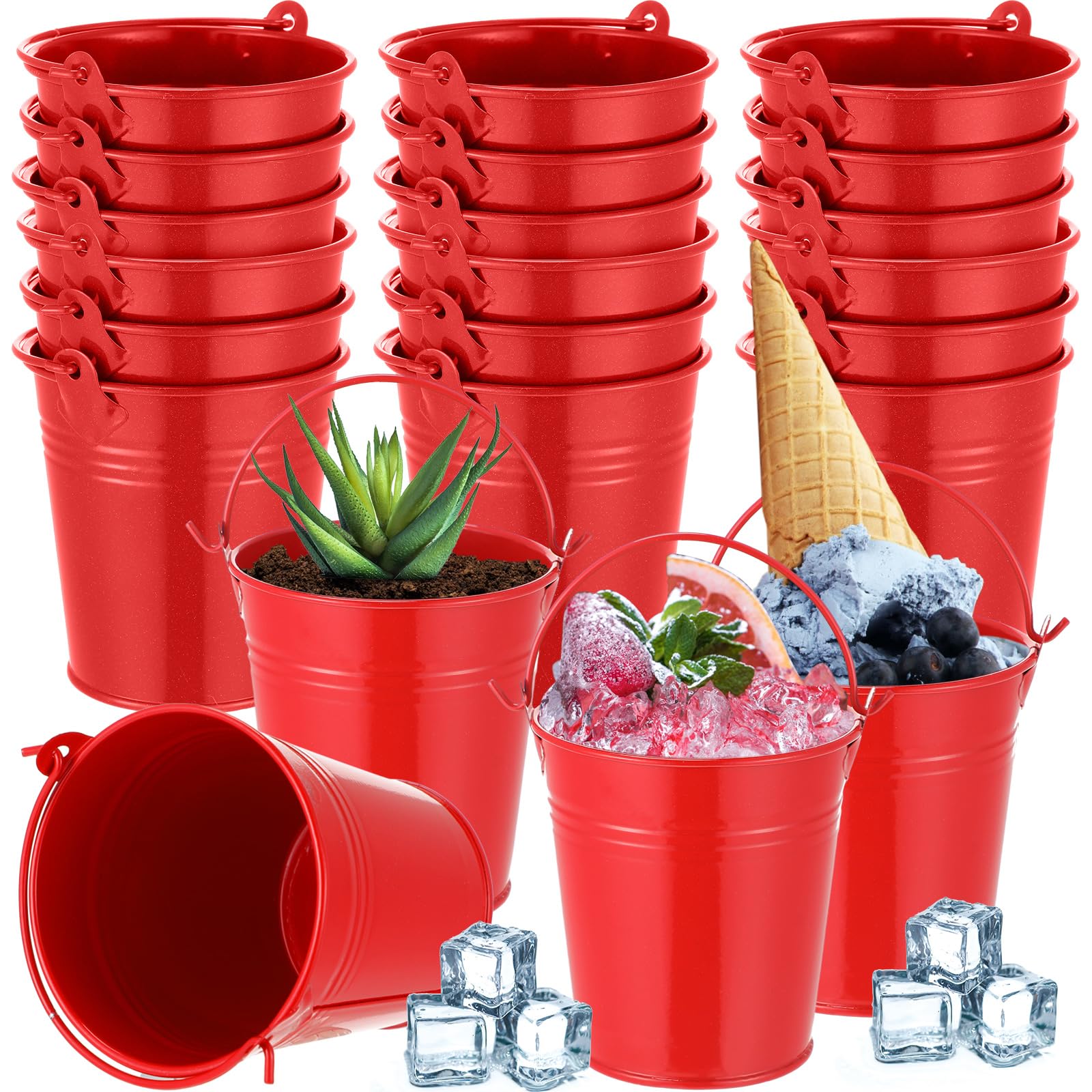 Didaey Mini Metal Buckets with Handles Galvanized Buckets 3.15 Inch ...