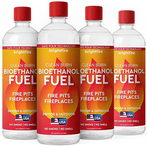 BRIGHTFIRE Bio Ethanol Fireplace Fuel 4 x 1L - Clean Burning & Odorless ...