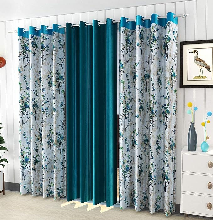 Buy Parda Sansar 3 Piece Combination Polyester Curtains for Window 5 ...