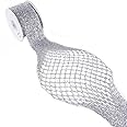 Amazon.com: CSZD RIBBON Silver Stretchable Glitter Diamond Mesh Ribbon ...