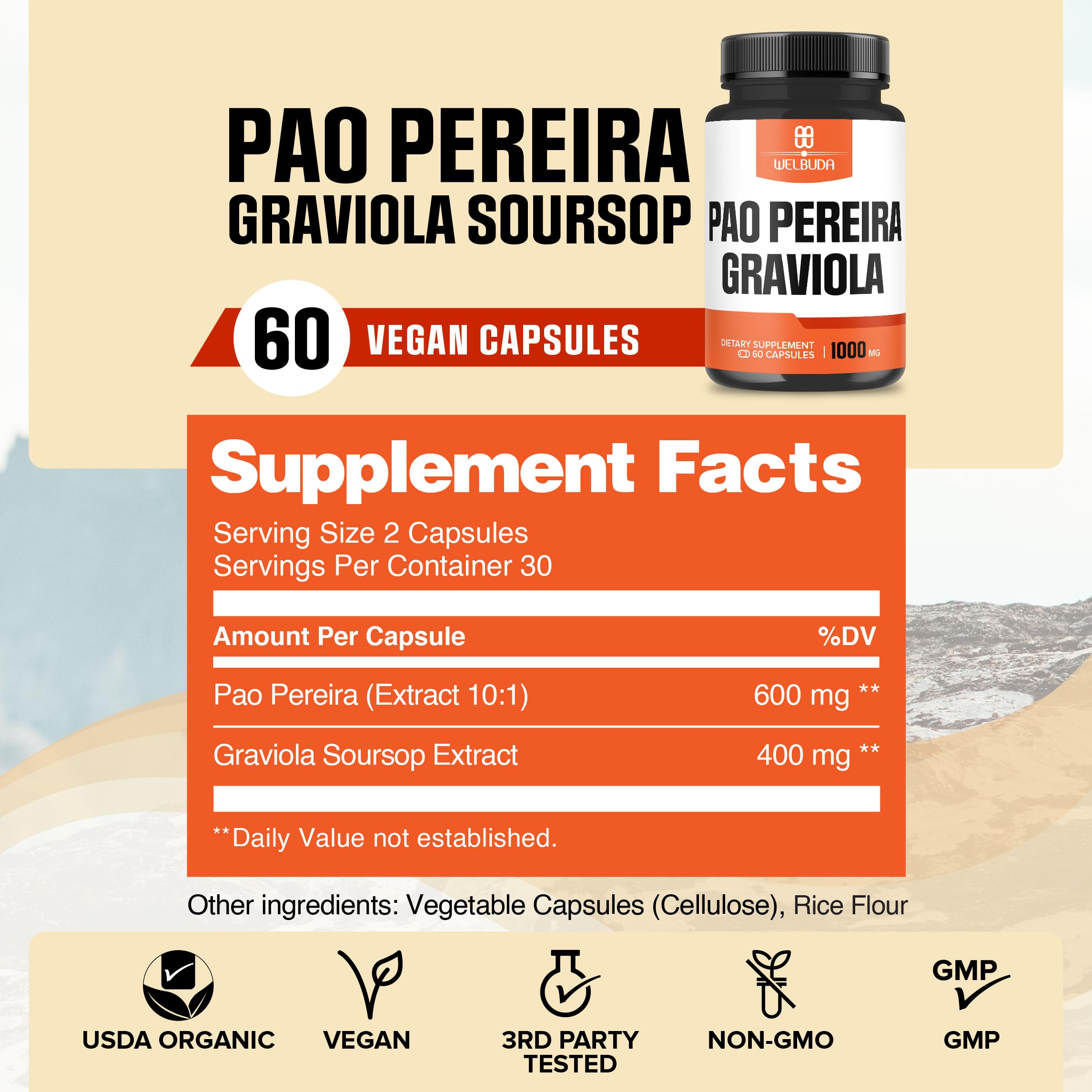 Mua 600mg Pao Pereira Extract 10:1 with 400mg Graviola Soursop - Immune ...