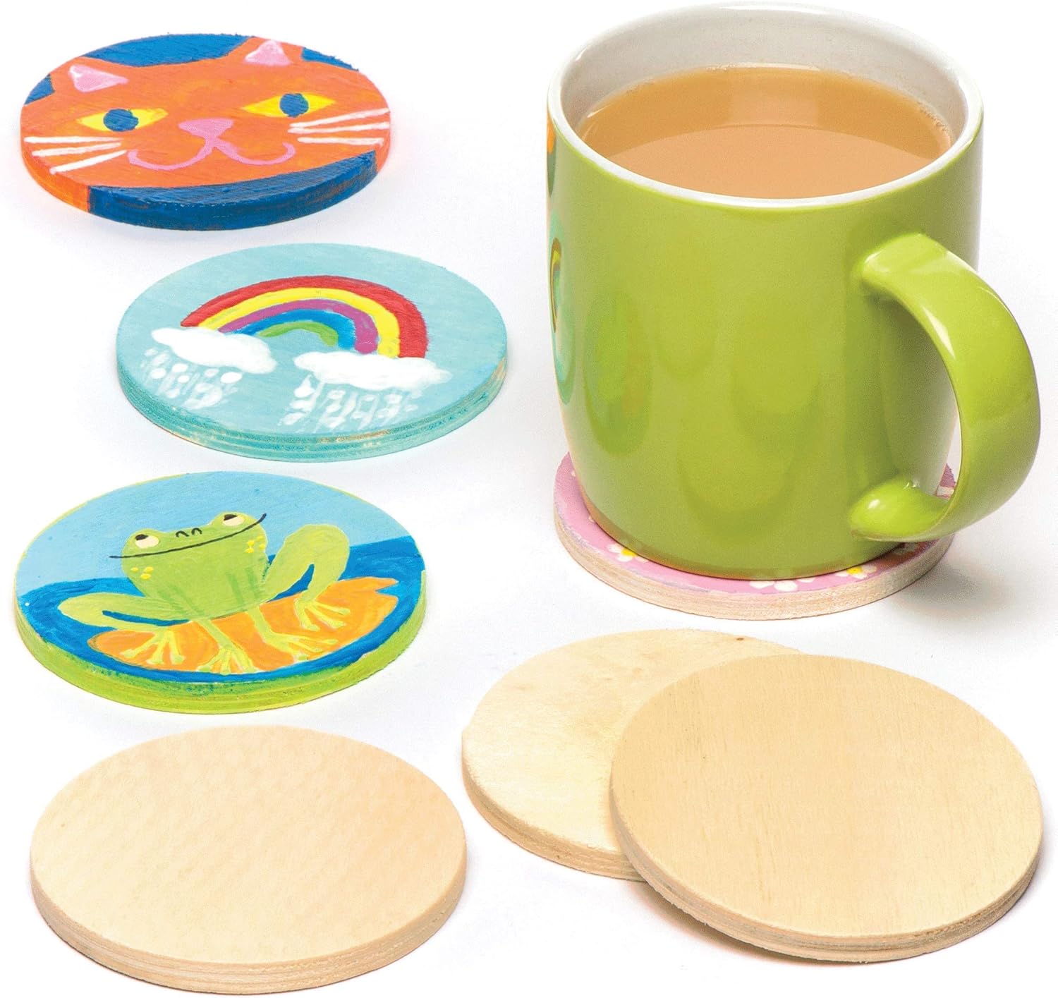 Baker Ross Quality Wooden Coasters for Children to Paint, Decorate ...