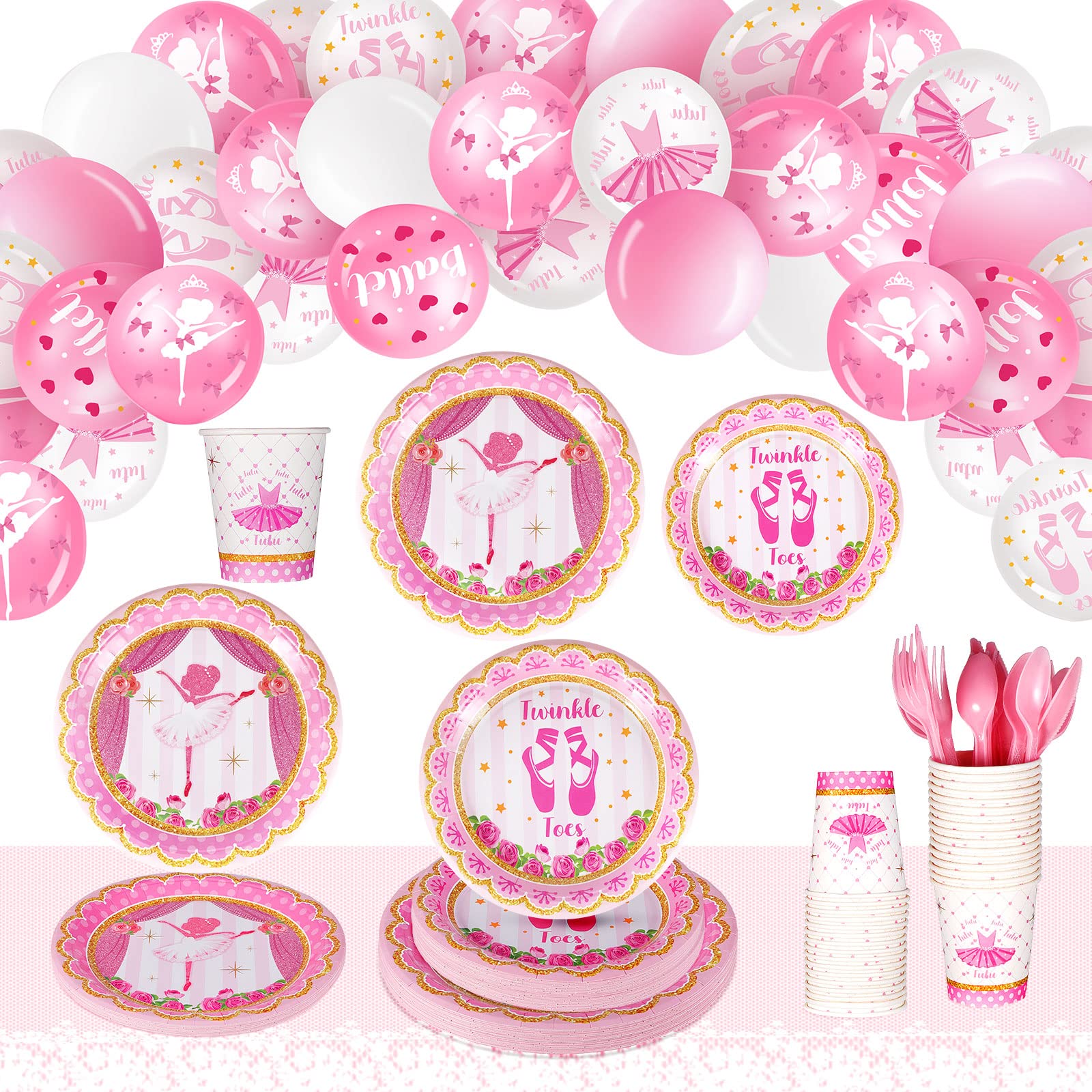 Suclain 116 Pcs Ballet Birthday Party Supplies Ballet Paper Plates ...