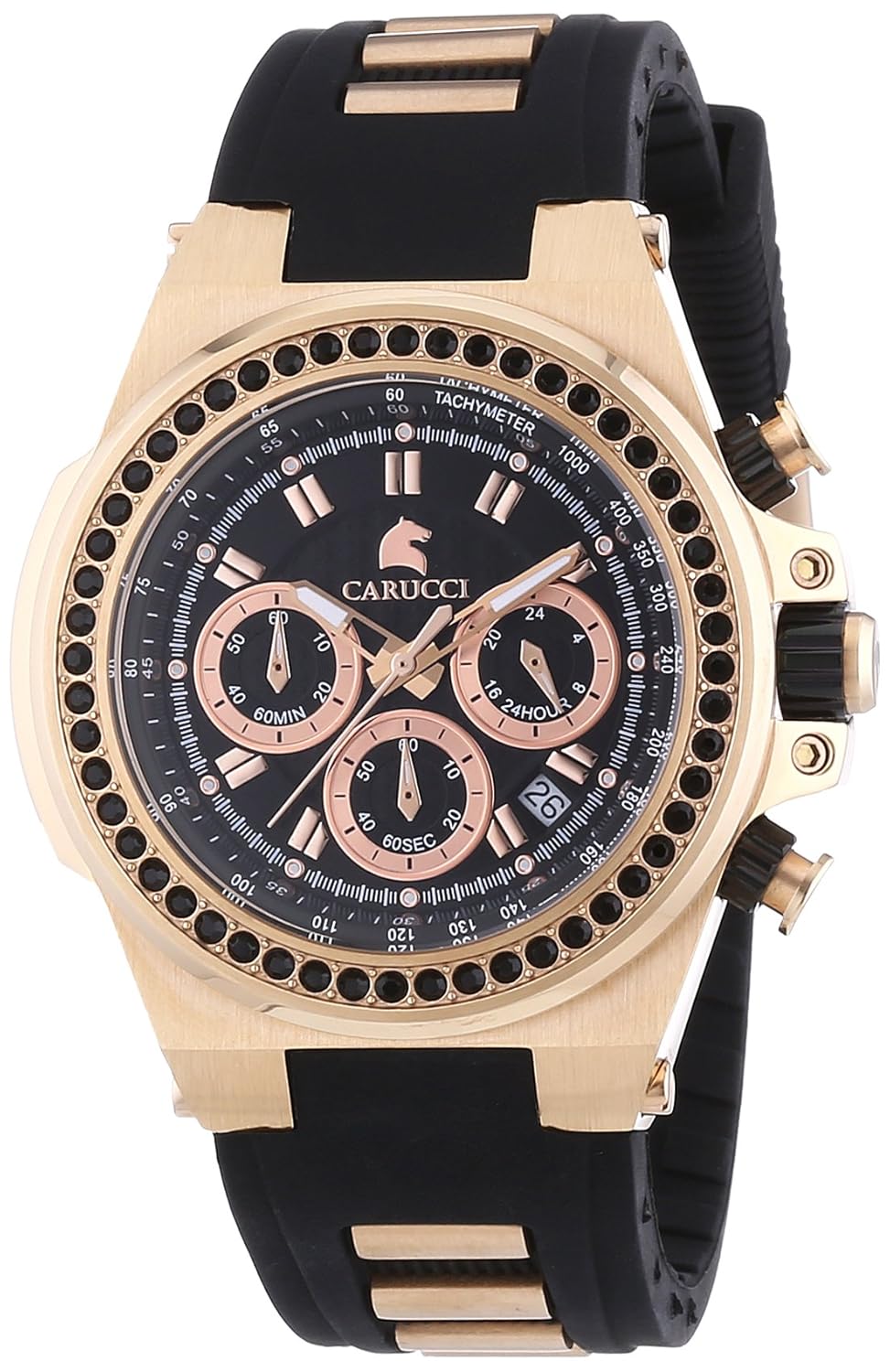 Carucci Watches Damen-Armbanduhr Analog Automatik Kautschuk CA2215BK-RG ...