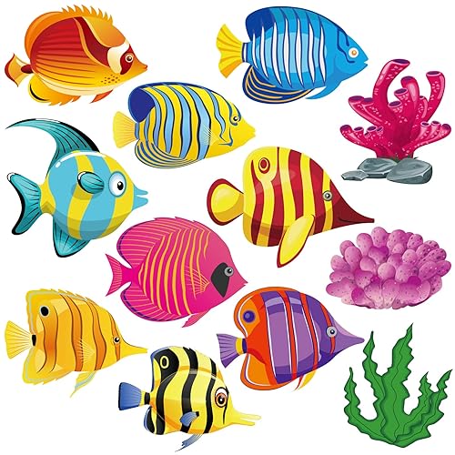 48 Pcs Fish Cutouts Paper Colorful Classroom Decoration Ocean Under the ...