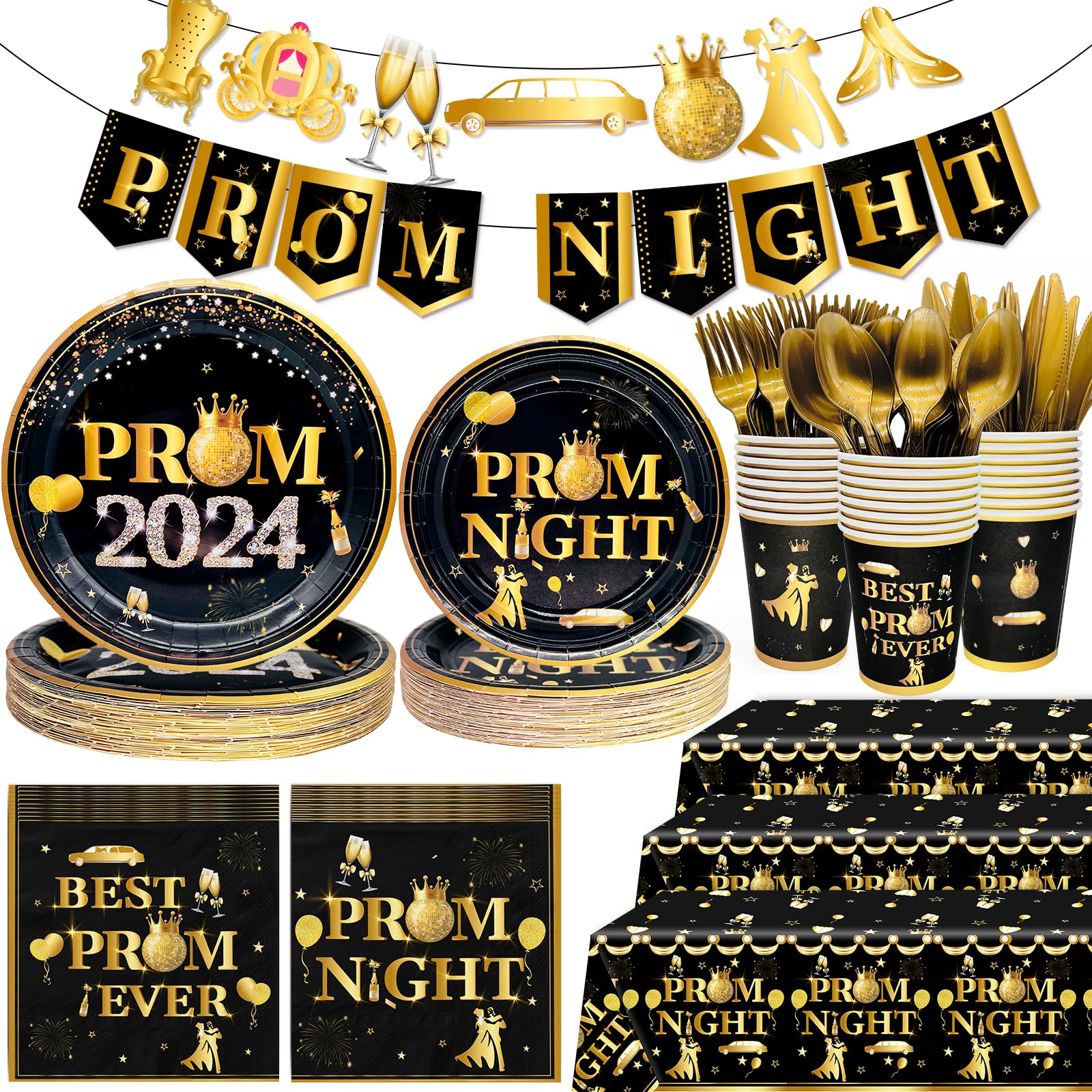HigzYovn 179Pcs Prom Decorations for Party 2024 Prom Plates and Napkins ...