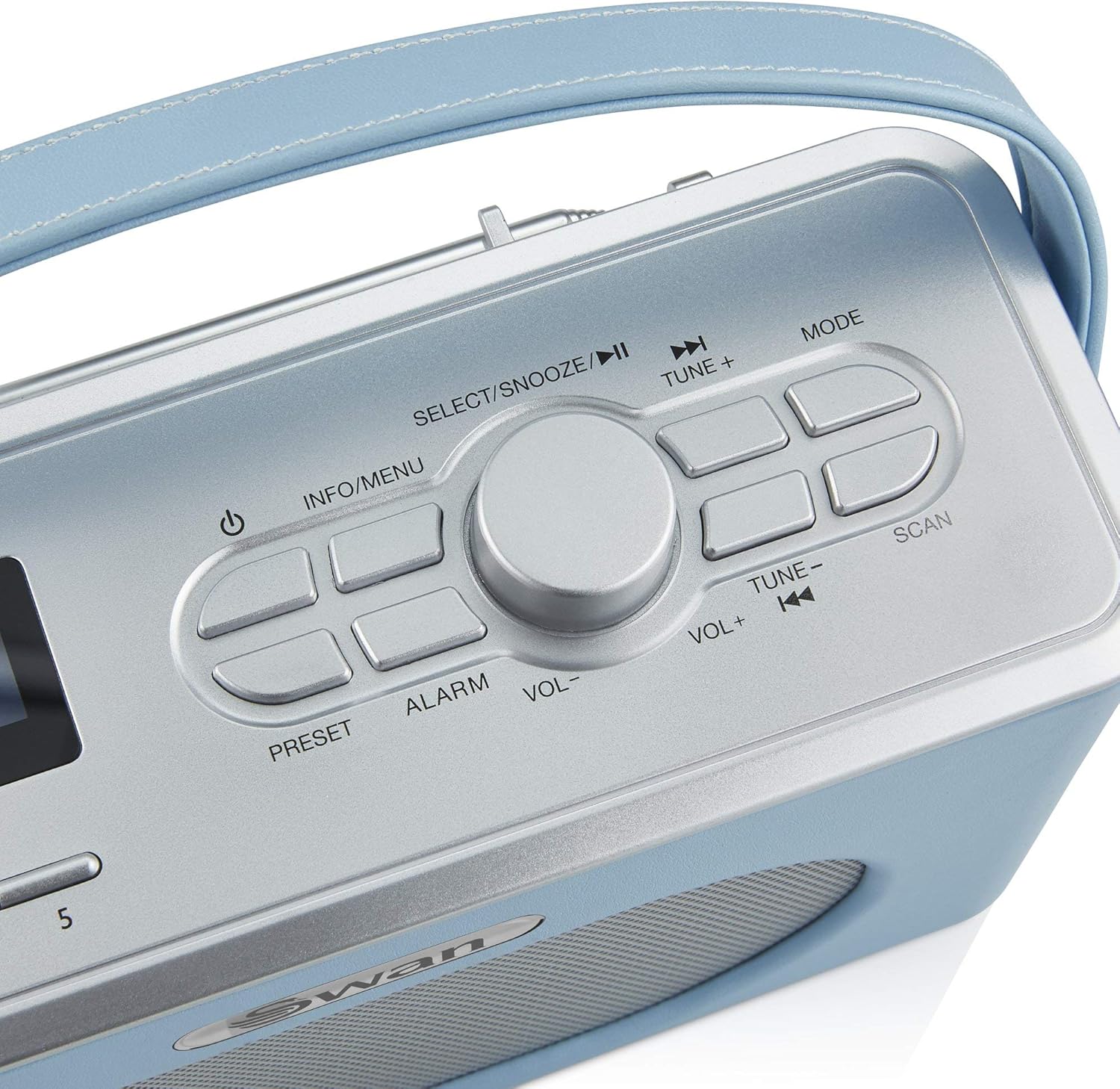 Swan Blue Retro Radio, 3W Power Output, 24 Hour Auto Adjusting Clock ...