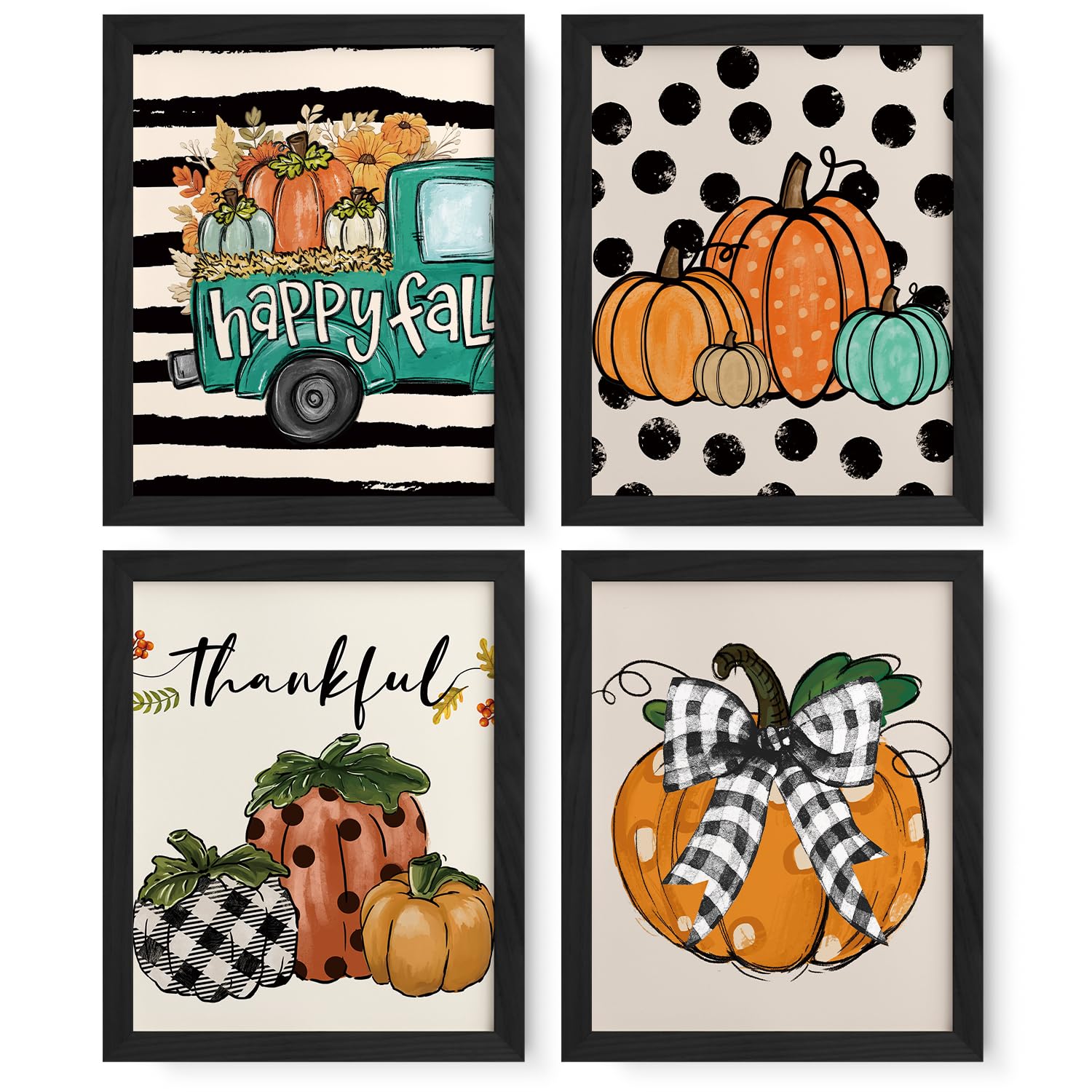 JXREQ Fall Decor Pumpkin Wall Art Decor, Rustic Farmhouse Truck ...