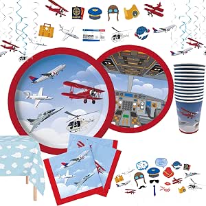 Amazon.com: Serves 24 Complete Airplane Theme Party Supplies, Includes ...