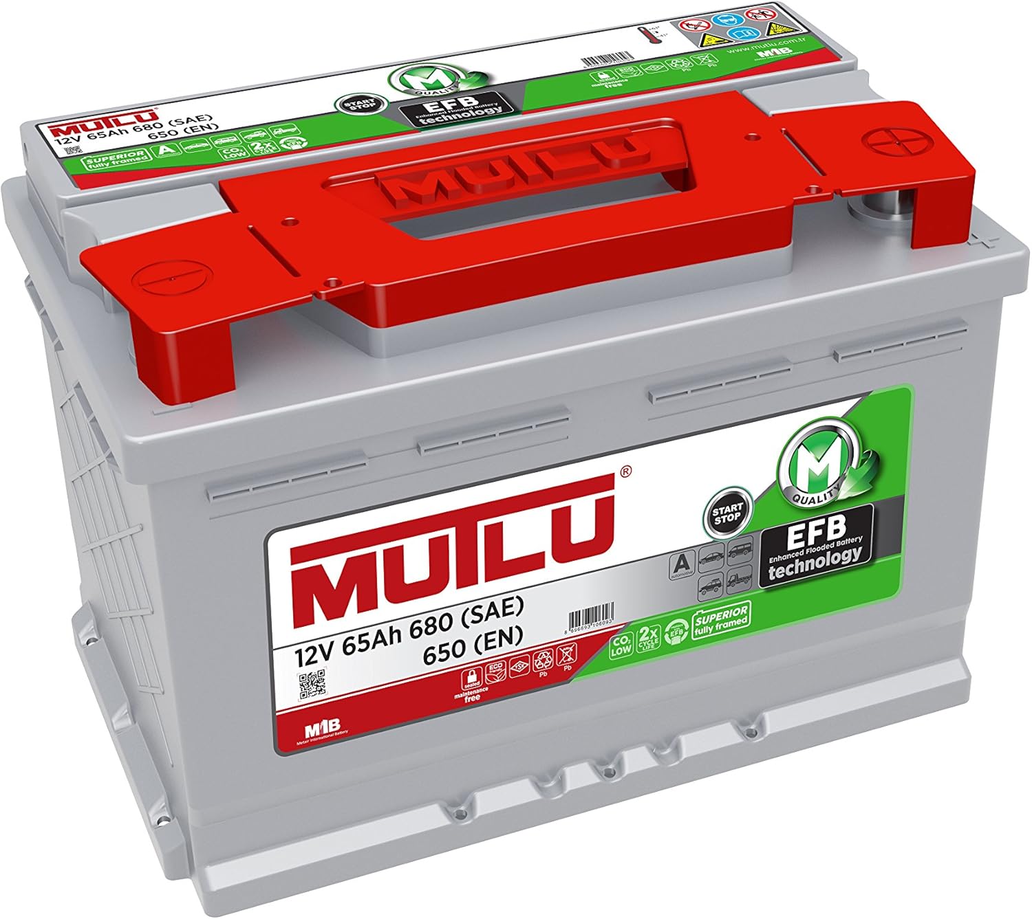 Mutlu 100 EFB Car Battery 12V 65Ah 680A (SAE) 650A (EN): Amazon.co.uk ...