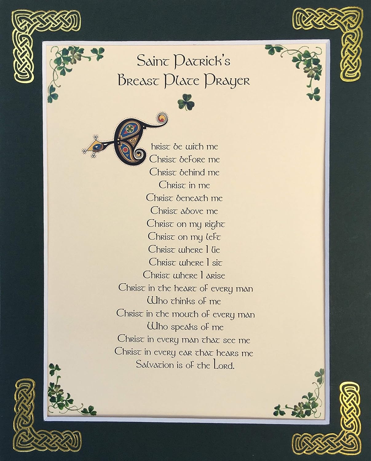 Amazon.com: Saint Patrick's Breastplate Prayer - 8x10 Print with Green ...