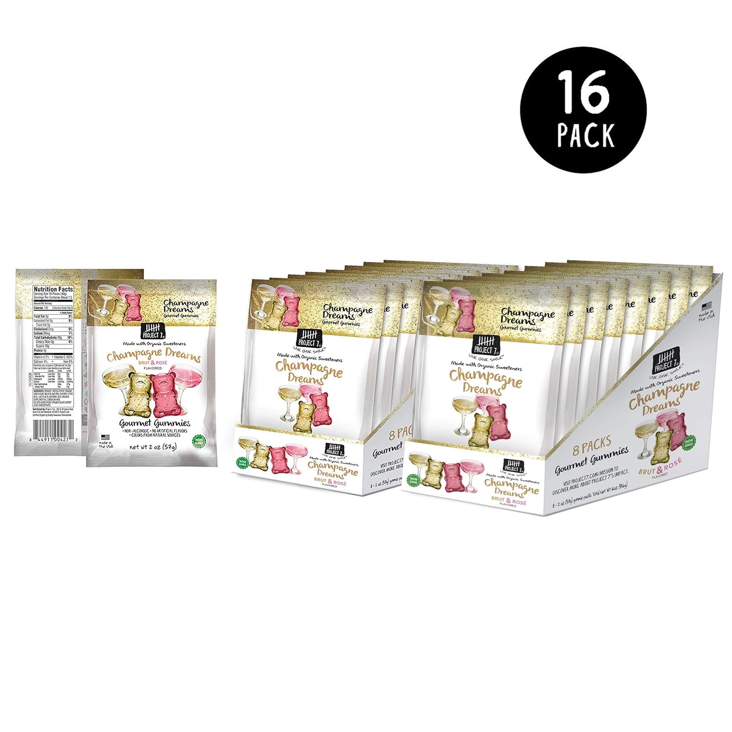 Amazon.com : Project 7 Gummies - 16 pk 2 oz. (Champagne Dreams, 16pk ...