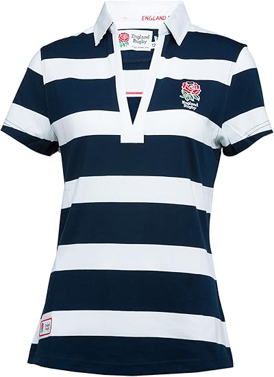 England Rugby Ladies Short Sleeved Striped Rugby Shirt: Amazon.co.uk ...
