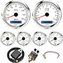 RACETECH Vehicle 6 Gauge Cluster Kit Set Vintage Electrical White Dial ...