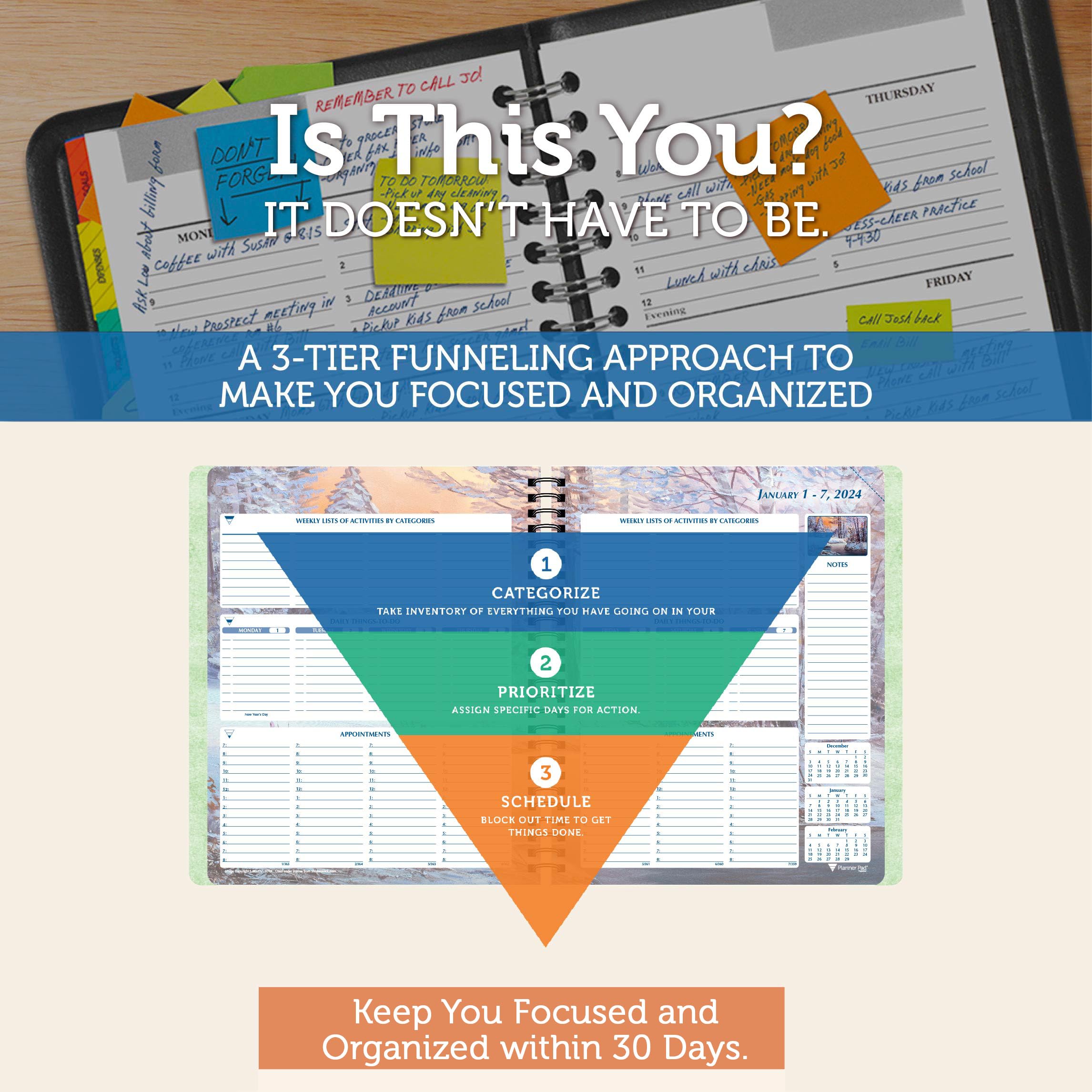 Mua Planner Pad Spiral Bound 3-Tier Funnel Down 12 Month Organizer, Calendar Year (January ...