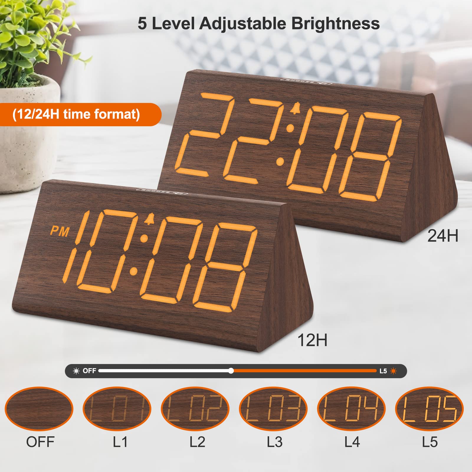 Mua DreamSky Wooden Digital Alarm Clocks for Bedrooms - Electric Desk ...