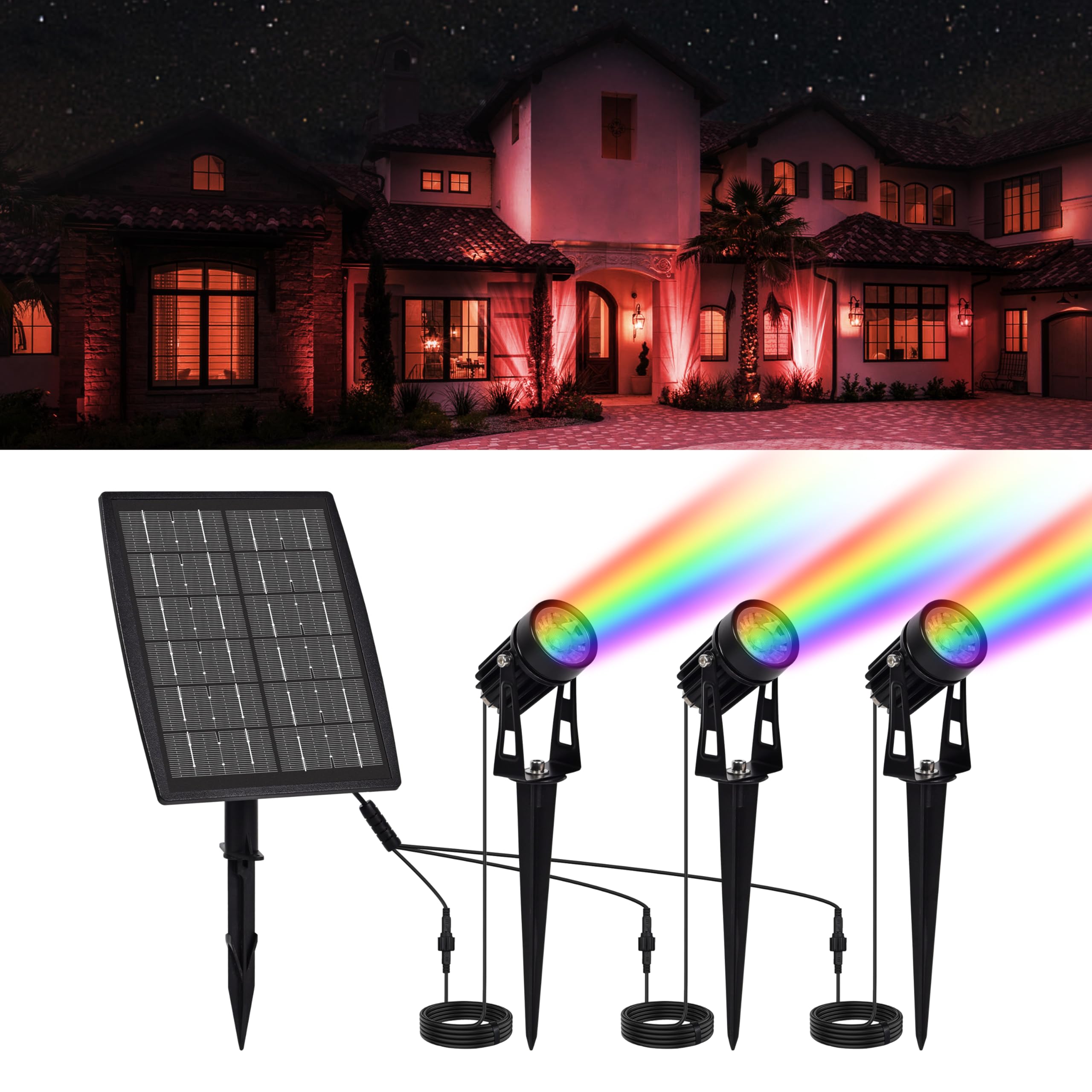 Aurolit Spot Light Solar Powered Color Changing,Auro 3 Rainbow ...