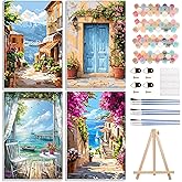 Amazon.com: 4 Pack Paint by Number Kits for Adults Beginners Framed Canvas, Adult Paint by ...