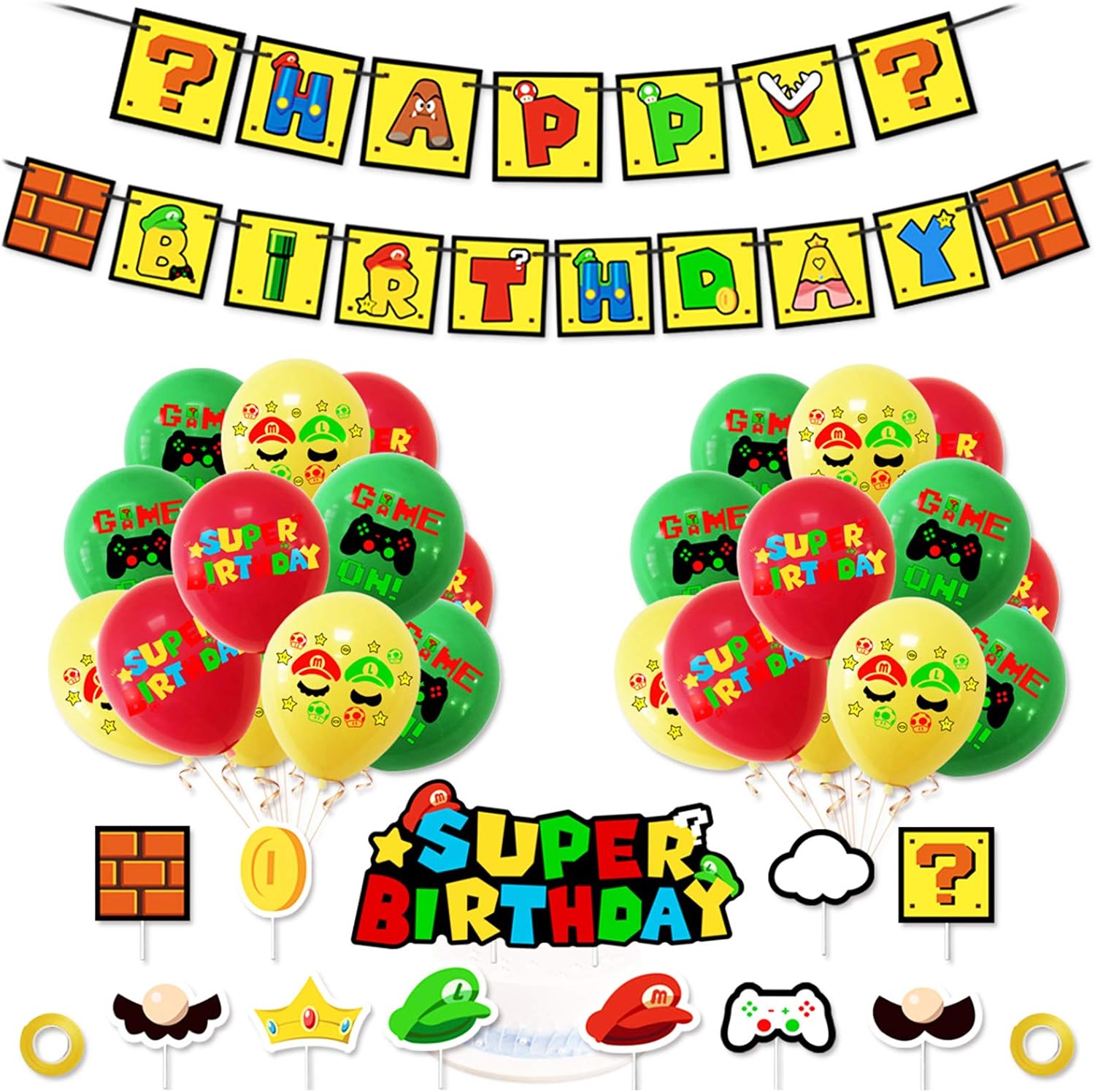 smileh Super Mario Birthday Decorations Mario Balloons Super Mario ...
