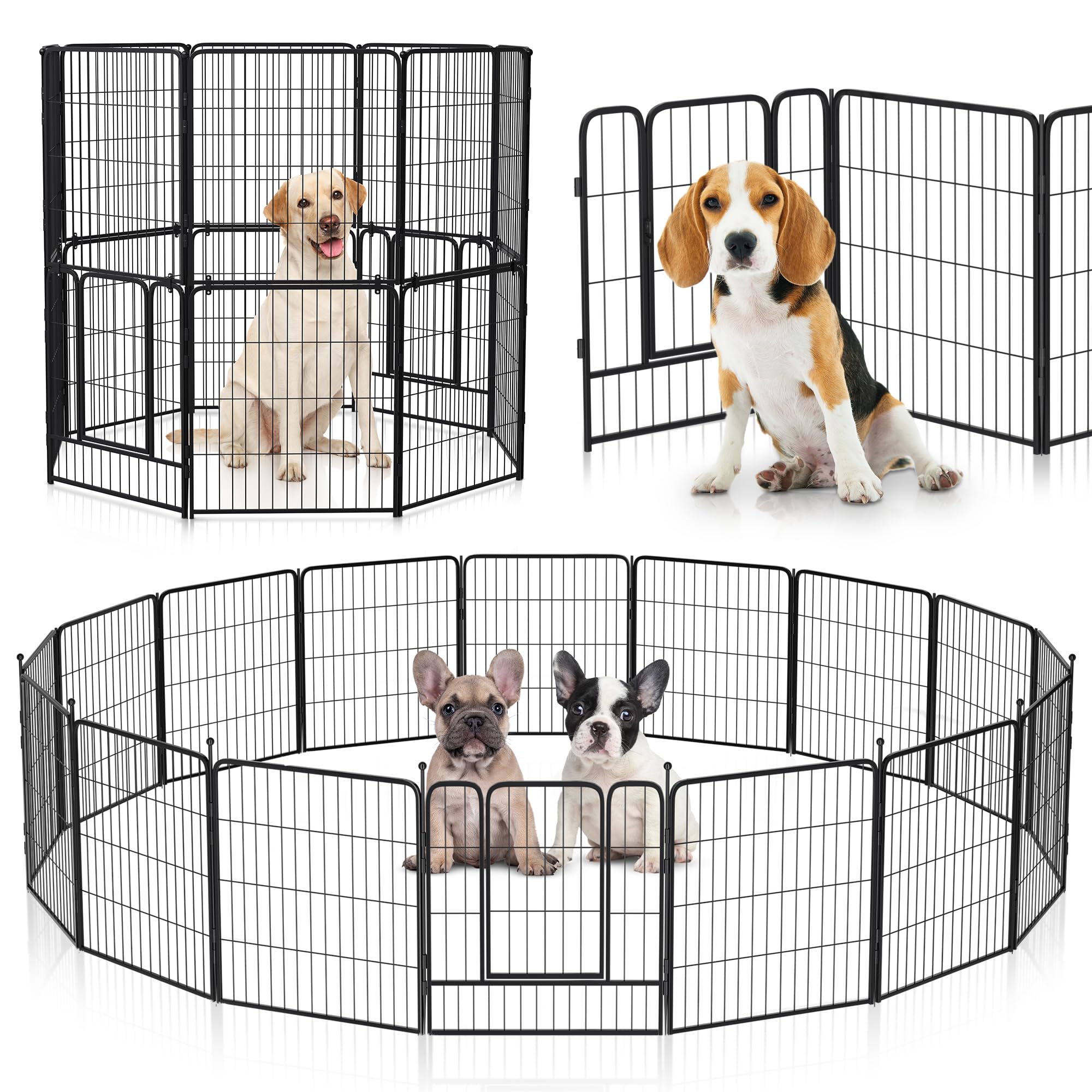 Pawfense 16 Pieces Garden Animal Barrier Fence - No Dig Fence with Gate ...