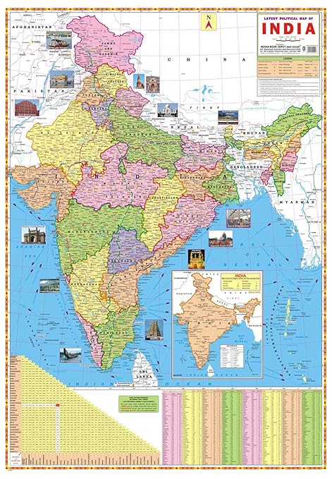 IBD Latest Political Map Of India Pre-School Double Side Laminated Wall ...