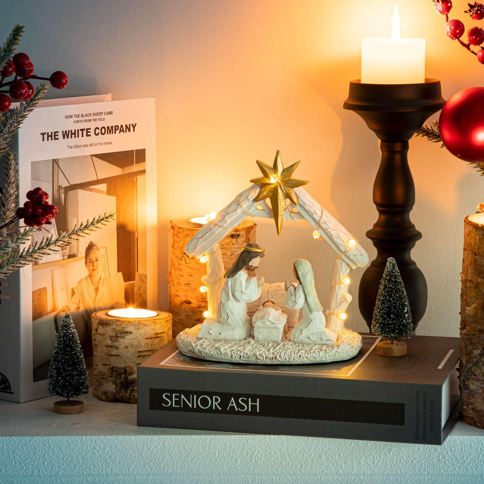 Mua Nativity Scene with Lights, Sculpted Hand Painted Nativity Figure ...