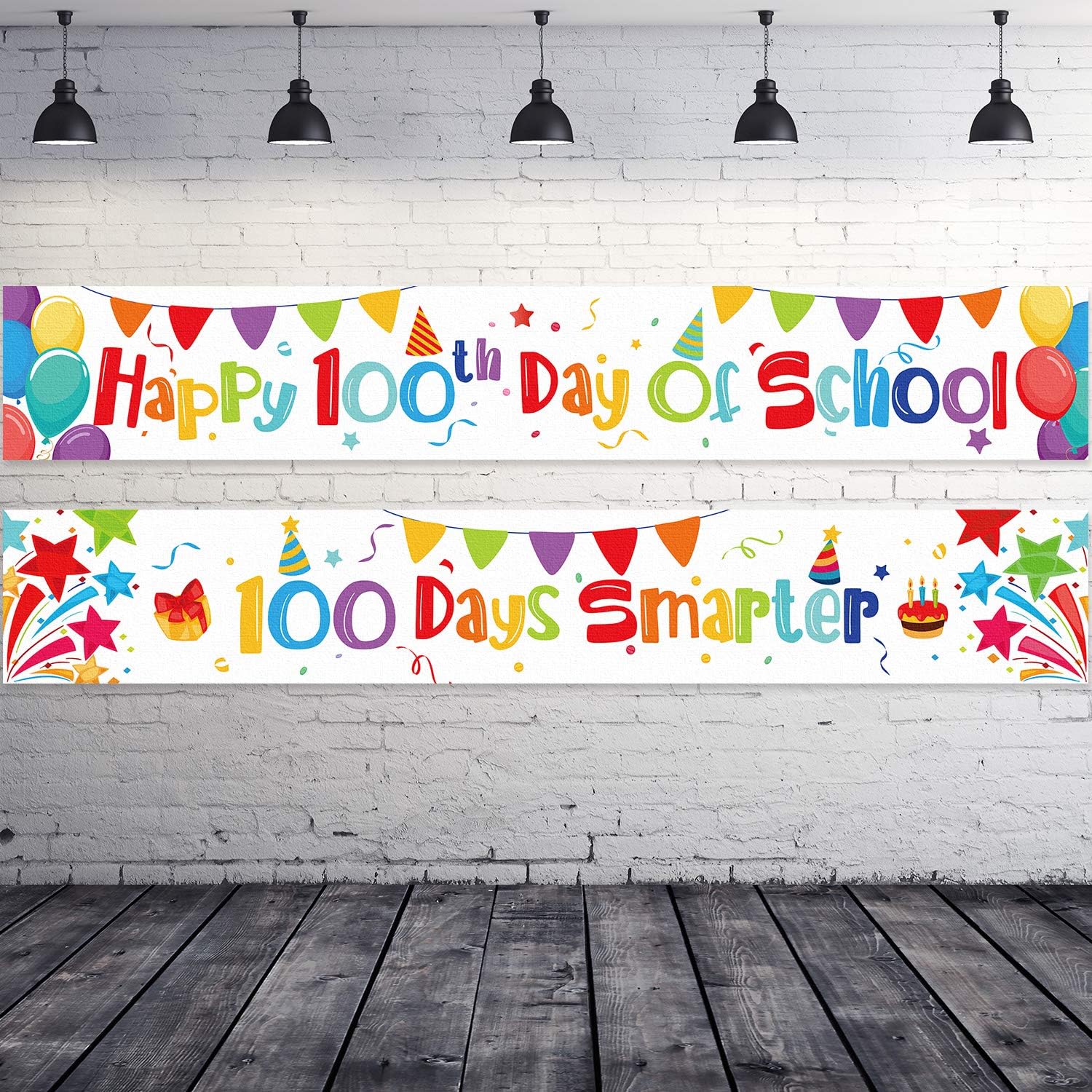Amazon 2 Pieces Happy 100th Day Of School Banner 100 Days Smarter Amazon 2 Pieces Happy 100th Day Of School Banner 100 Days Smarter