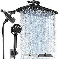 Veken 12 Inch High Pressure Rain Shower Head Combo with Adjustable Extension Arm- Wide Rainfall ...