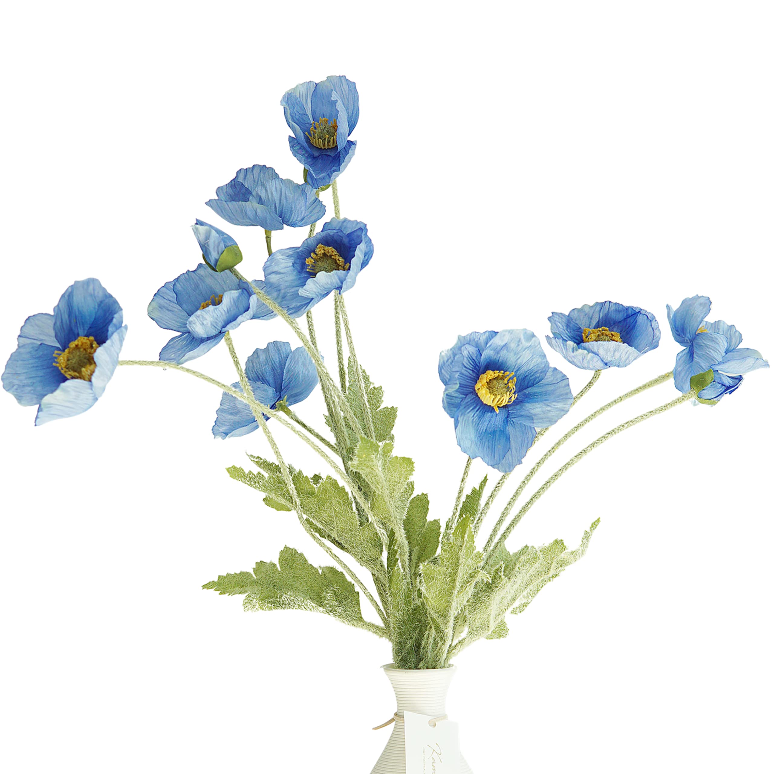 Kamang Artificial Poppy Blue Silk Flowers (3 Stems) for Home Decor, DIY ...