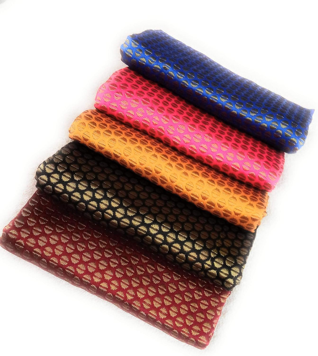 Buy Silk-Cotton Blouse Piece Material for Women, Unstitched, Combo of 5 ...