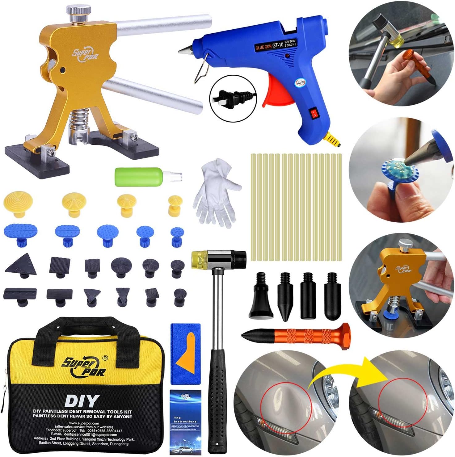 FLY5D 50Pcs Auto Body Paintless Dent Removal Tools Kit Pops a Dent ...