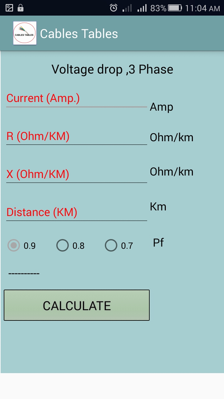 Electrical Cables Tables: cable sizer & calculator:Amazon.fr:Appstore for Android