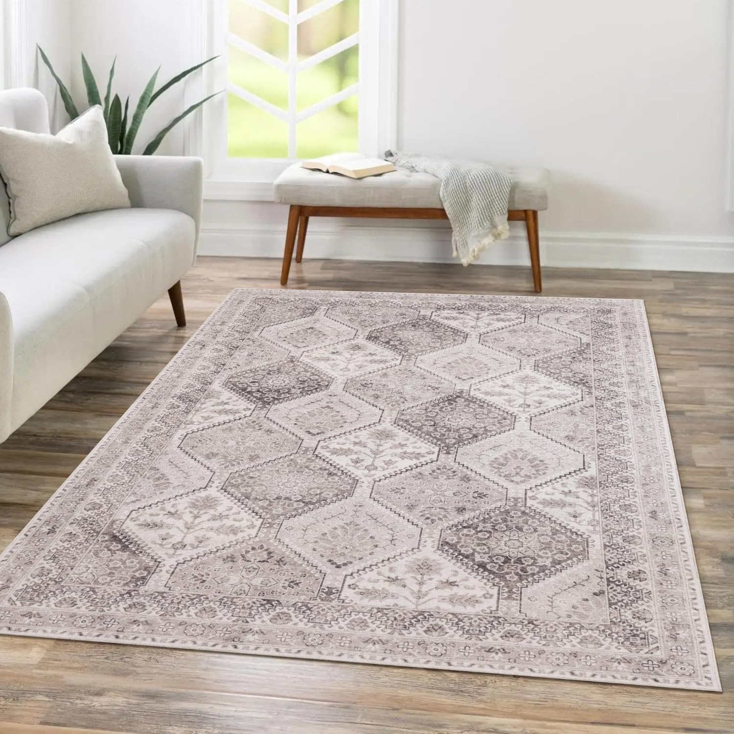 Kaspene Home Tiled Washable Rug, Kid and Pet Friendly, Non-Slip, High ...