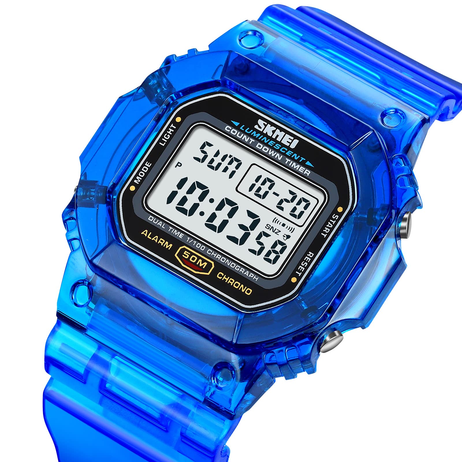 Mua Women's Men Youth Square Full Transparent Digital Watch Chronograph ...