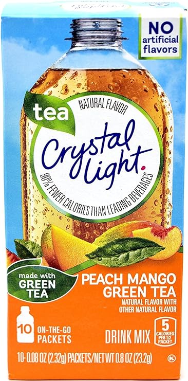 Crystal Light Peach Mango Green Tea On The Go Drink Mix 10 Sachets 23 ...