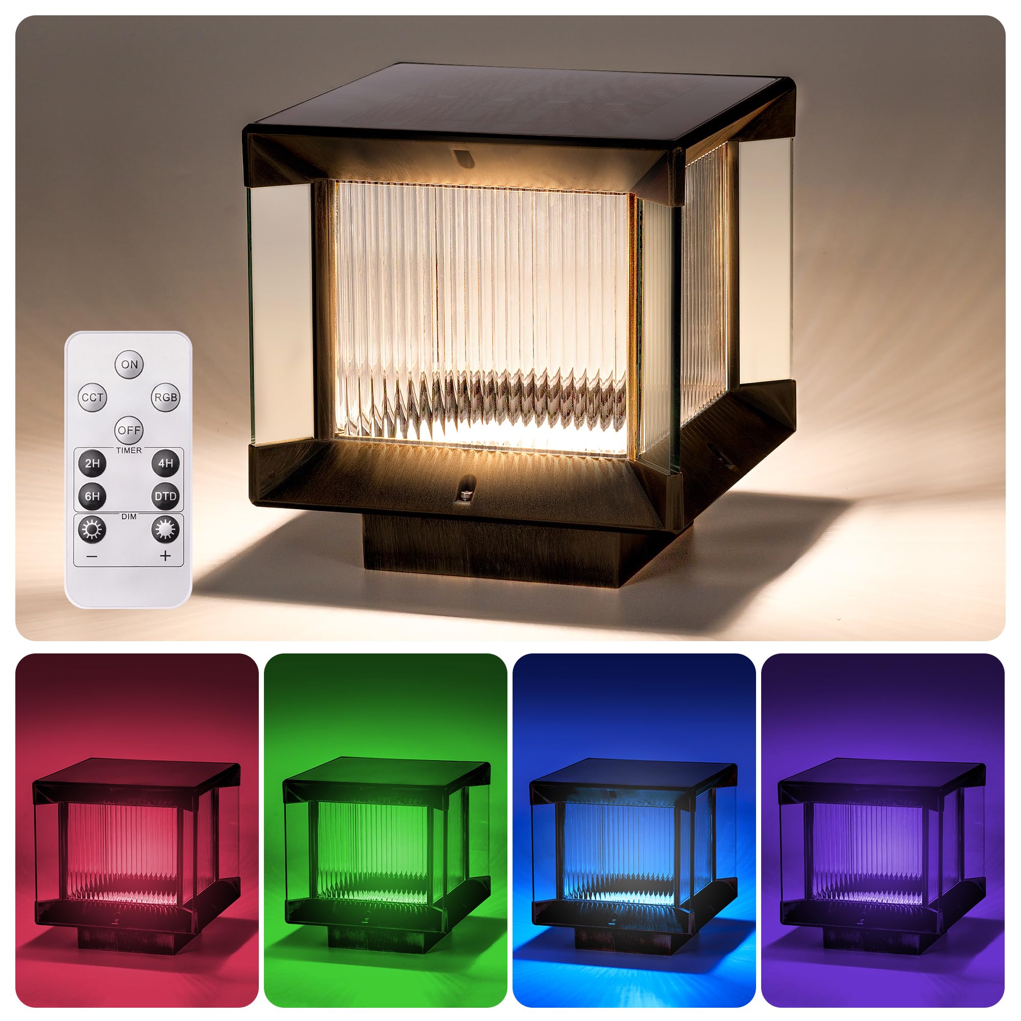 LUTEC Solar Post Lights Outdoor, Dusk to Dawn Solar Lamp Post Light ...