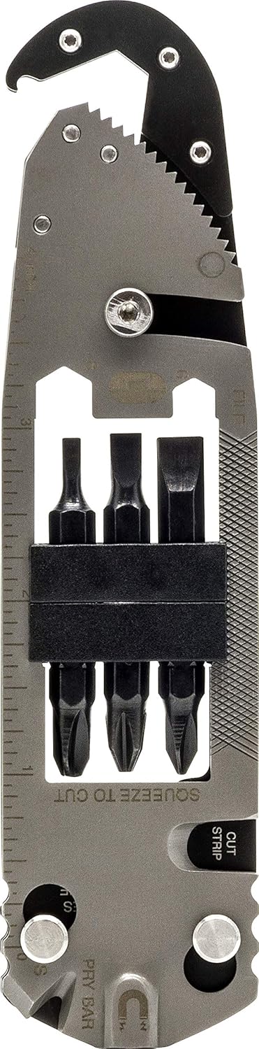 True Utility Tectonic, Multi Tasker, Driver Set and Wrench, Multitool, Titanium Coated Stainless ...