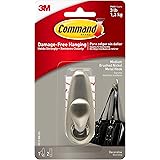 Command Large Metal Hook, Brushed Nickel, Indoor Use, 1-Hook, 2-Strips ...