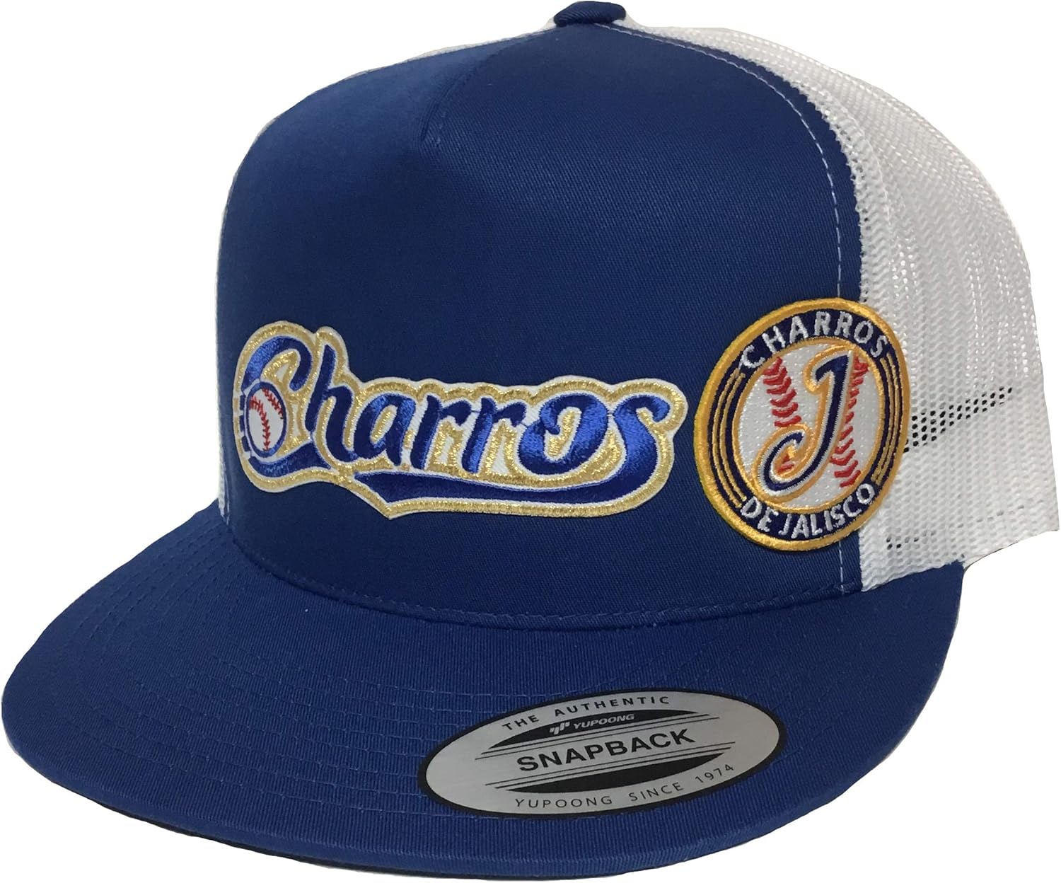 Charros de Jalisco 2 Logos en frente hat Royal White mesh at Amazon Men ...