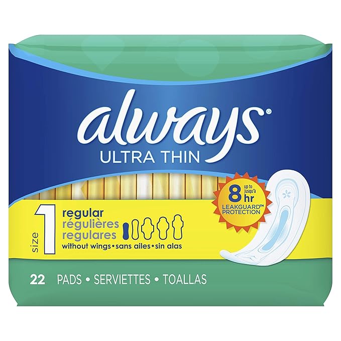 Always Ultra Thin, Size 1, Regular Pads, Unscented, 88 Count (Pack of 4 ...