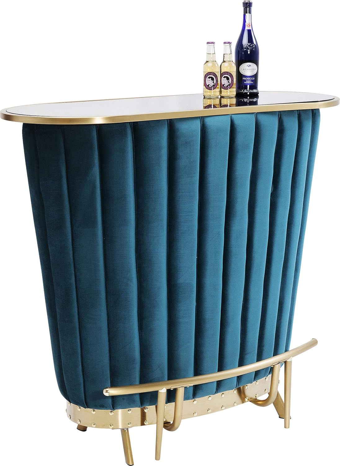 Kare Design Bar After Work, elegante Hausbar in Samt- Petrol, Vintage ...