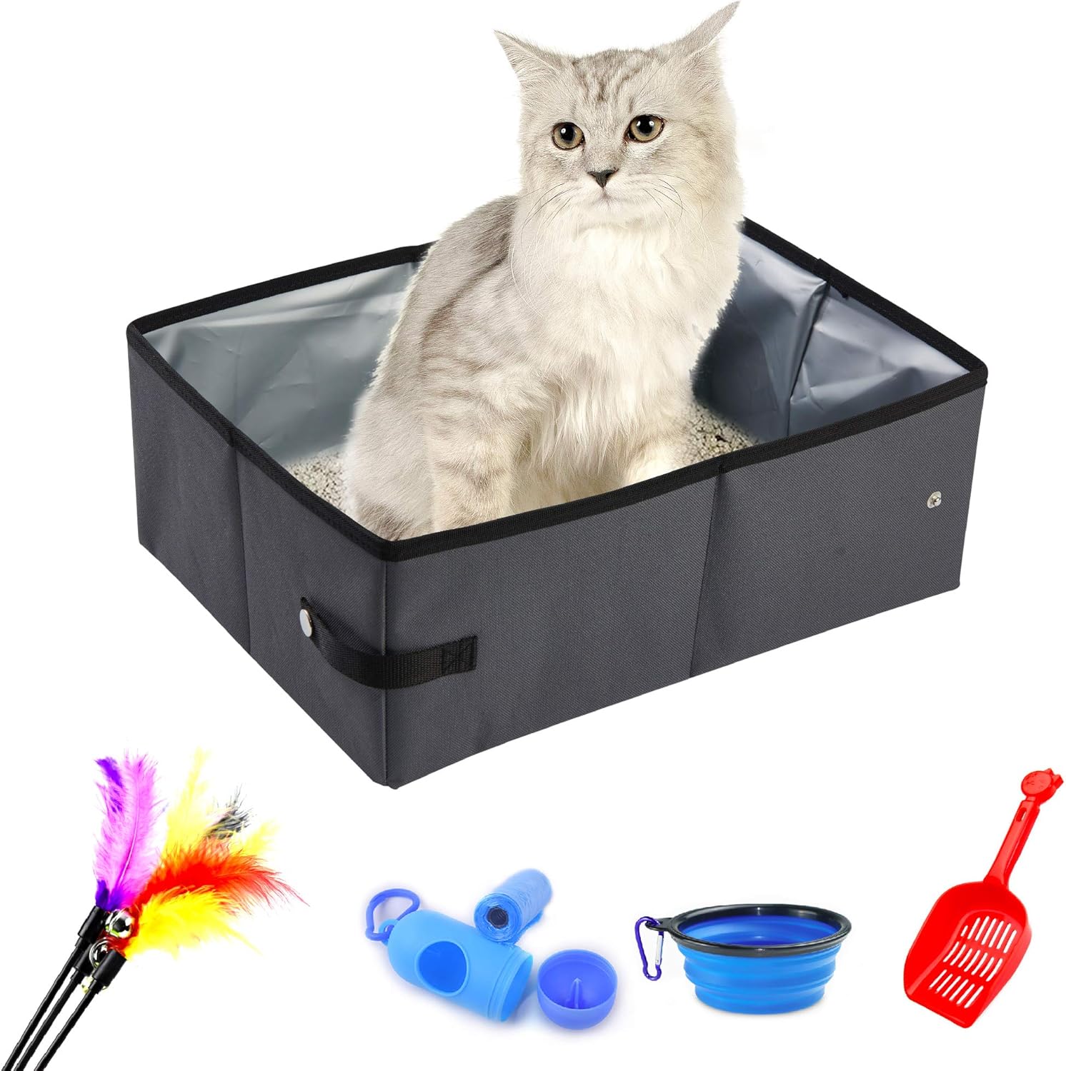 EdenPetz Collapsible Portable Cat Litter Box,Free Collapsible Pet Bowl ...