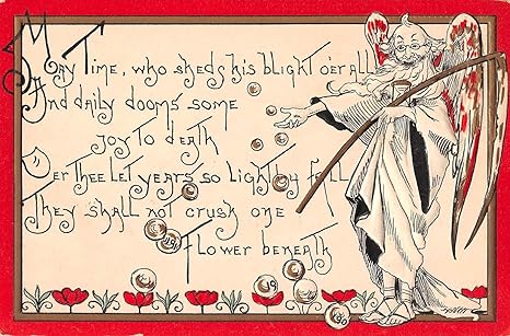 Greetings Father Time Scythe Hour Glass 1910 Antique Postcard J21279 at ...