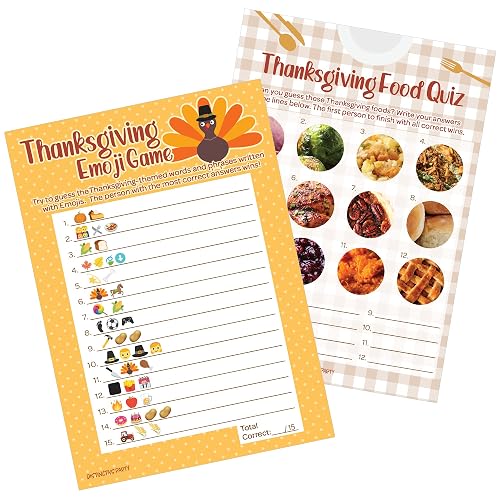 DISTINCTIVS Thanksgiving Party Games, Turkey Emoji Game and ...